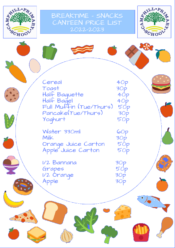 P3-P7 BREAKTIME SNACK MENU